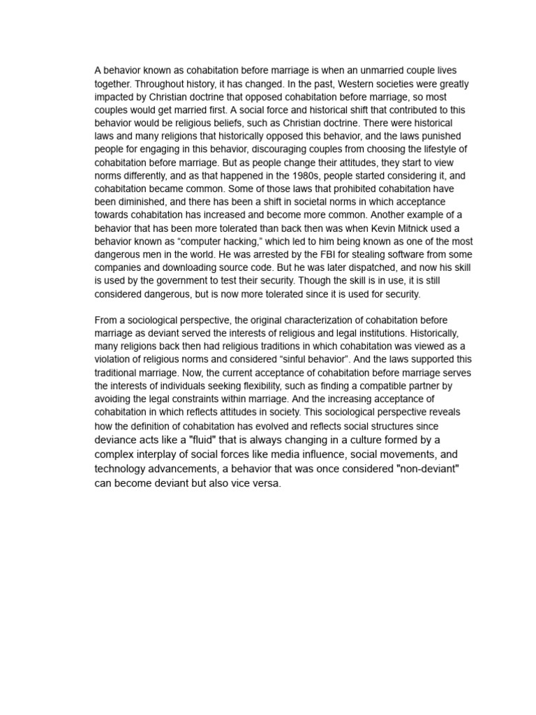 Project | PDF | Deviance (Sociology) | Cohabitation