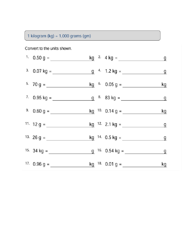 Mental Maths - Conversion of Units | PDF