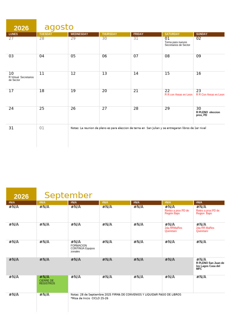 Calendario Act CBF 25-26-1 | PDF