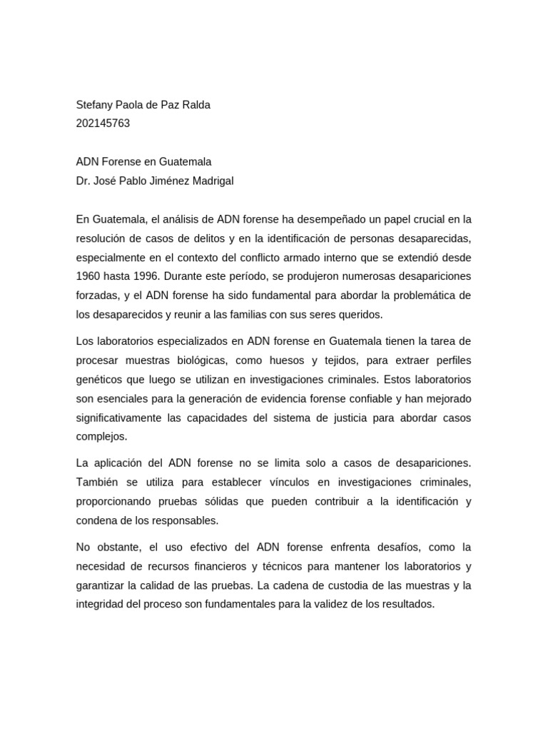 ADN Forense en Guatemala: Retos y Avances | PDF