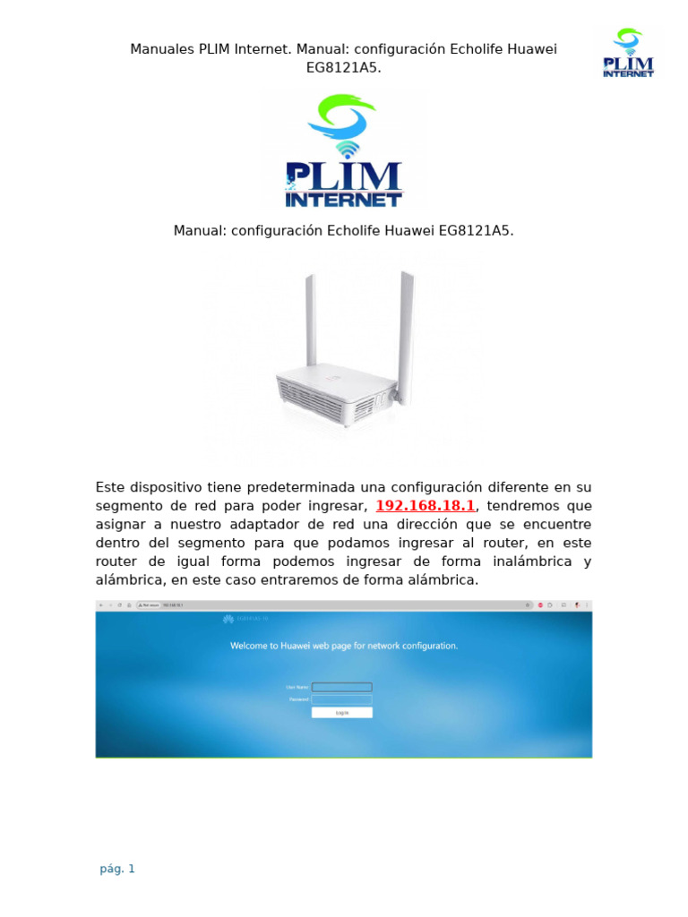 Manual Router Huawei Echolife Huawei Eg8141a5 | PDF