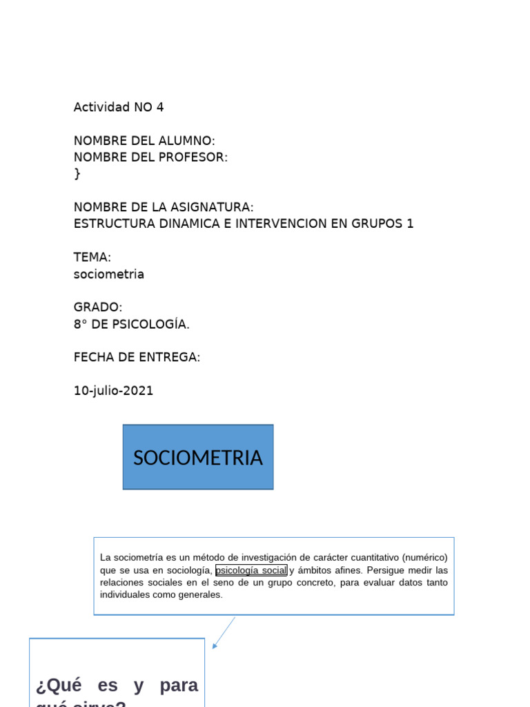 Introducción a la Sociometría en Grupos | PDF | Sicología | Ciencias ...