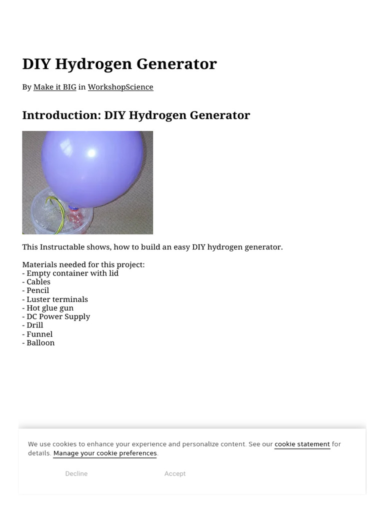 DIY Hydrogen Generator _ 7 Steps (With Pictures) - Instructables | PDF ...