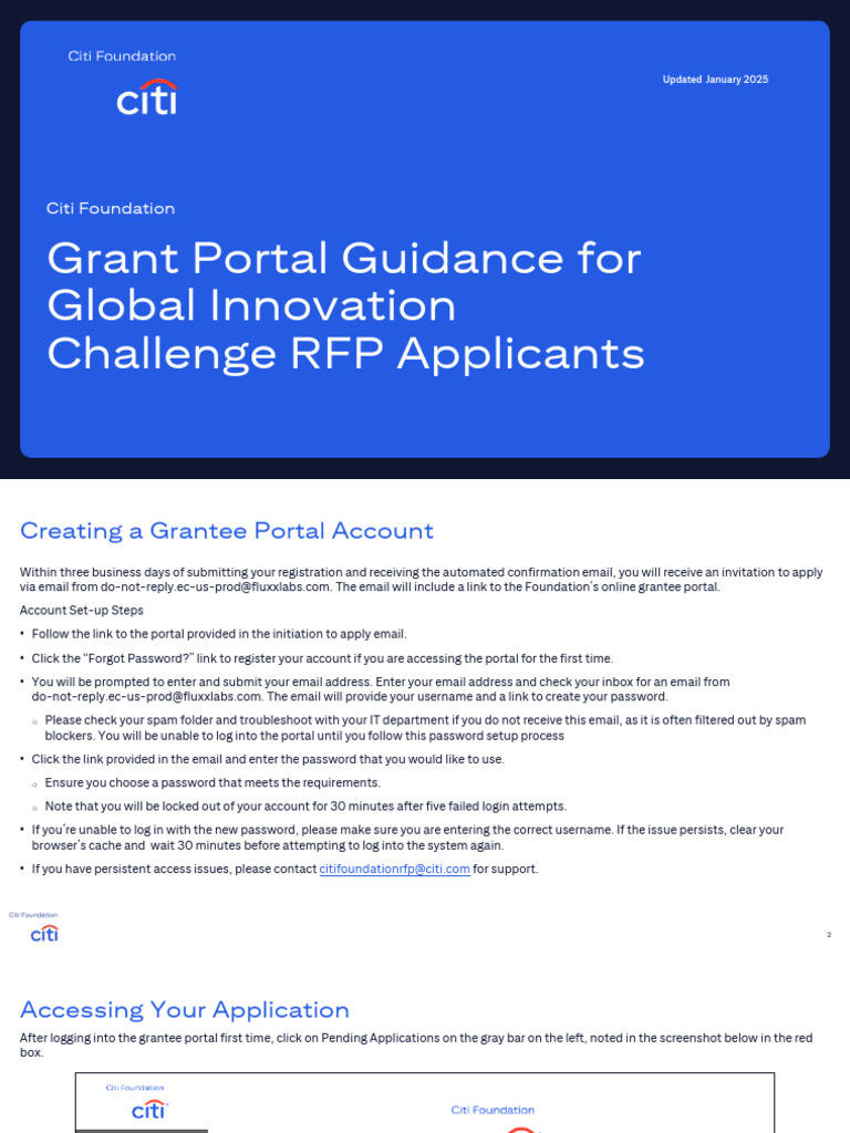 Citi Foundation Grant Portal Guidance Gic | PDF | Password | Software