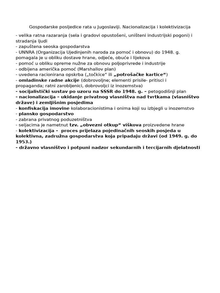 Gospodarske Posljedice Rata U Jugoslaviji | PDF