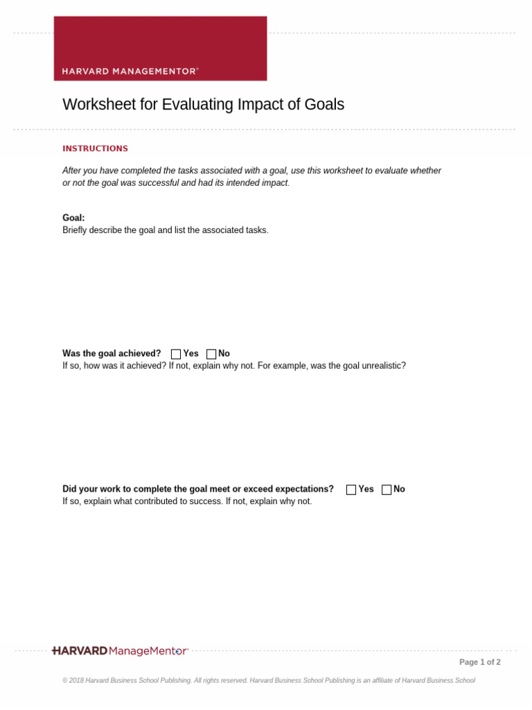Goal Impact Evaluation Worksheet | PDF
