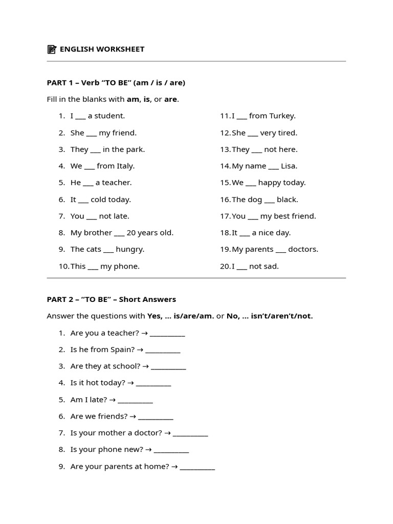 English Worksheet | PDF