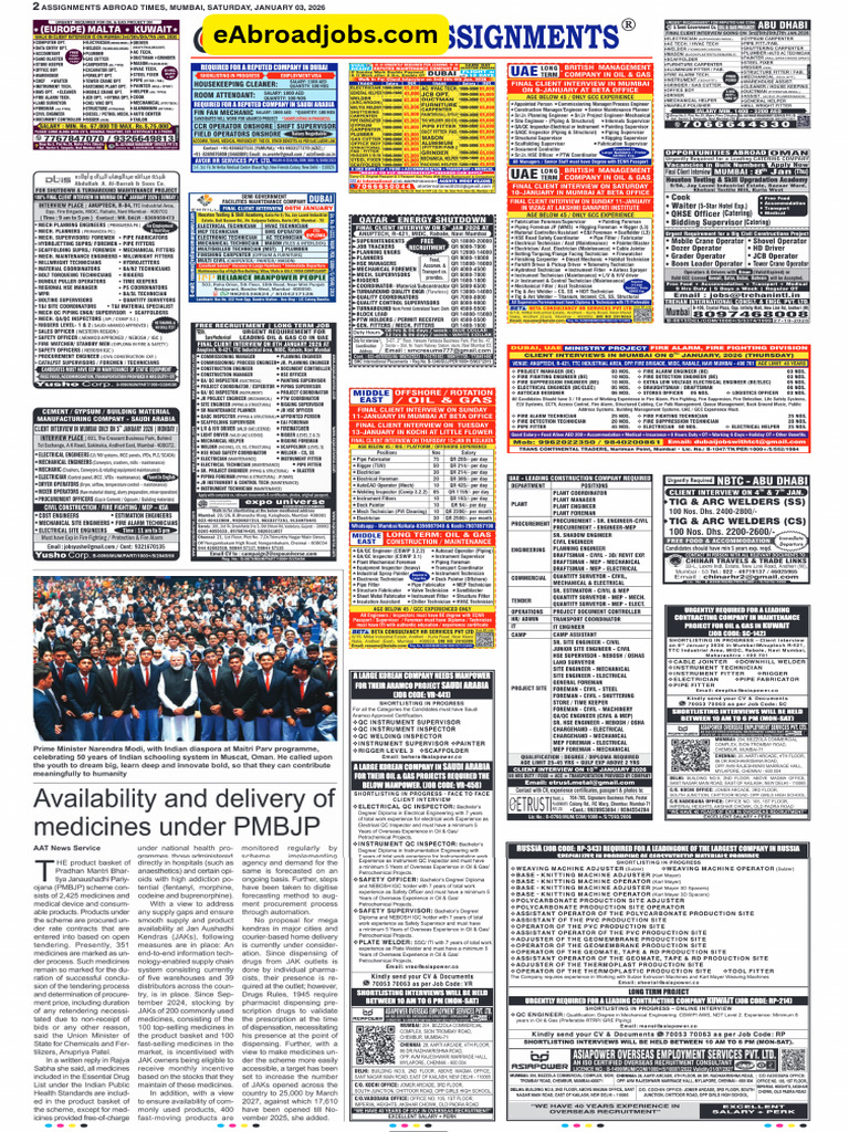 Assignment Abroad Times Today PDF 3 Jan 2026 | PDF