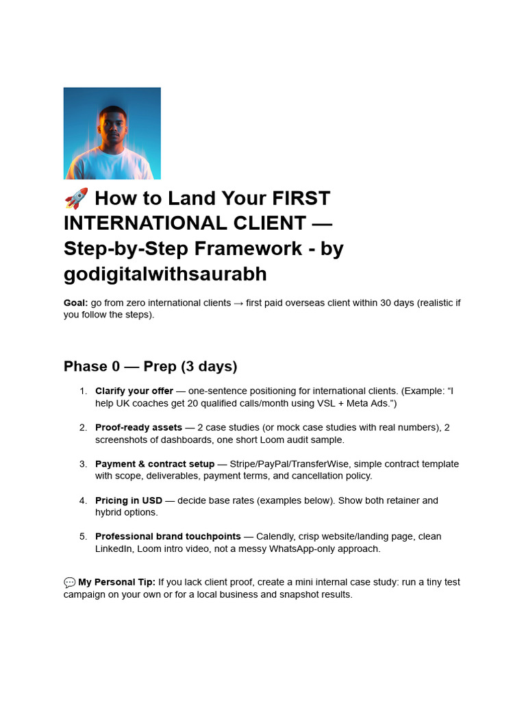 ? How to Land Your FIRST INTERNATIONAL CLIENT — Step-By-Step Framework ...