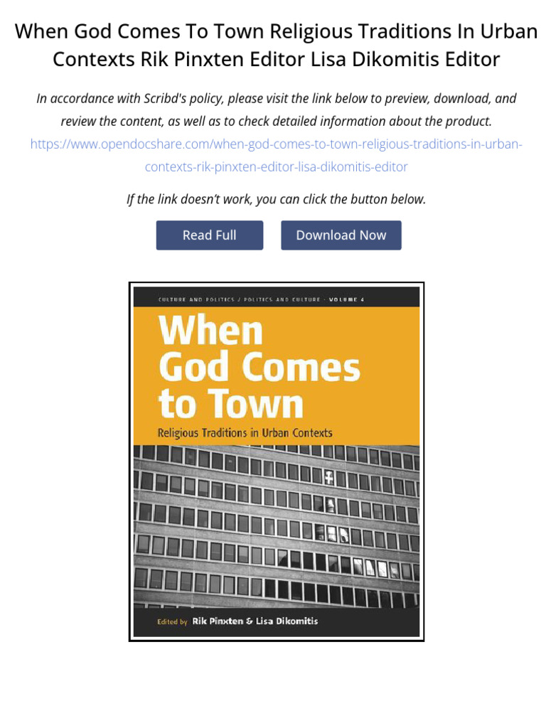 When God Comes To Town Religious Traditions In Urban Contexts Rik ...