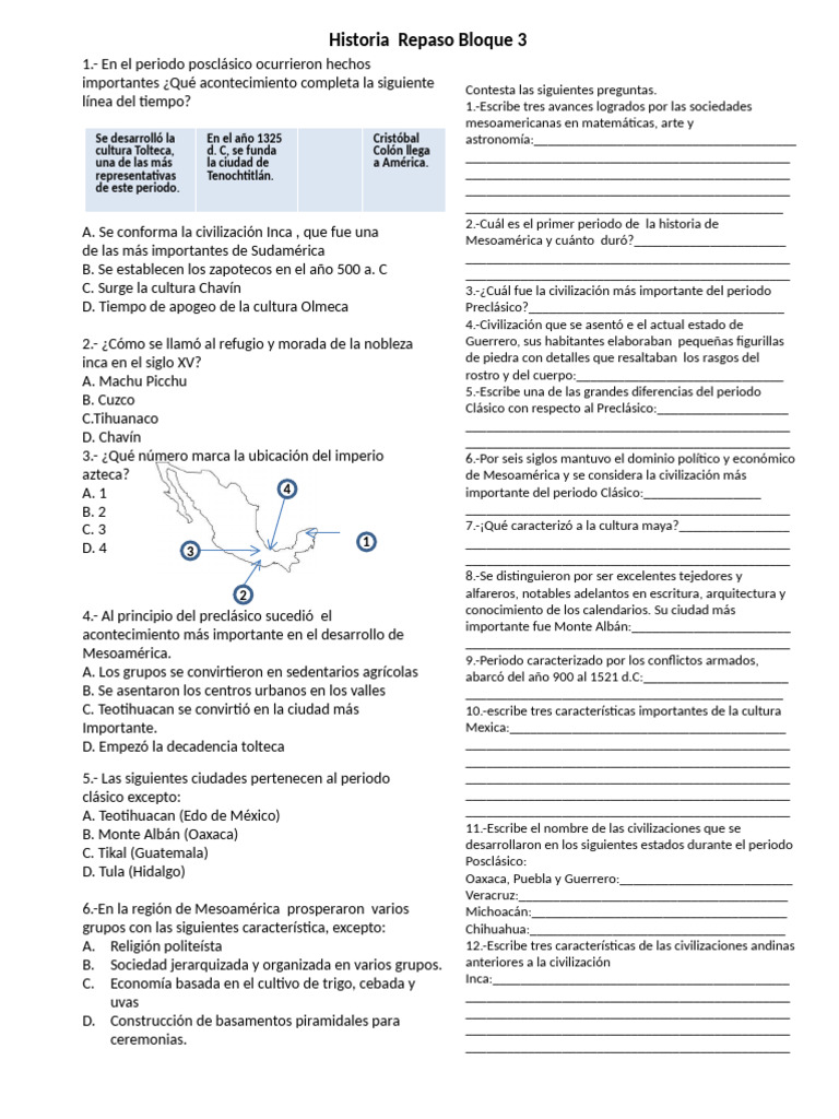 historia bloque 3 | PDF | Mesoamérica | Era precolombina