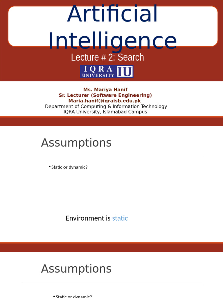 Lecture # 2 (AI) | PDF | Algorithms | Applied Mathematics