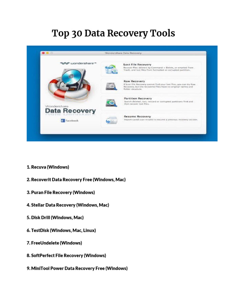 Top 30 Data Recovery Tools | PDF