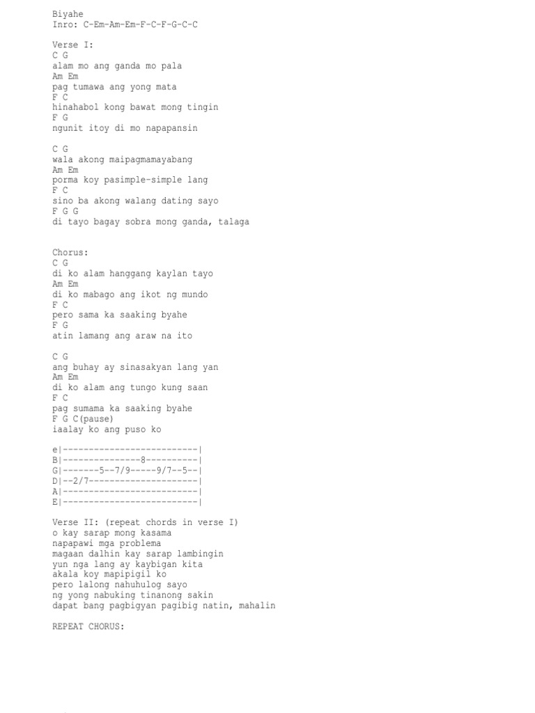 Chords - Biyahe | PDF