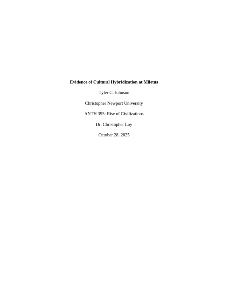 ANTH 395 Research Paper | PDF | Mycenaean Greece | Hittites