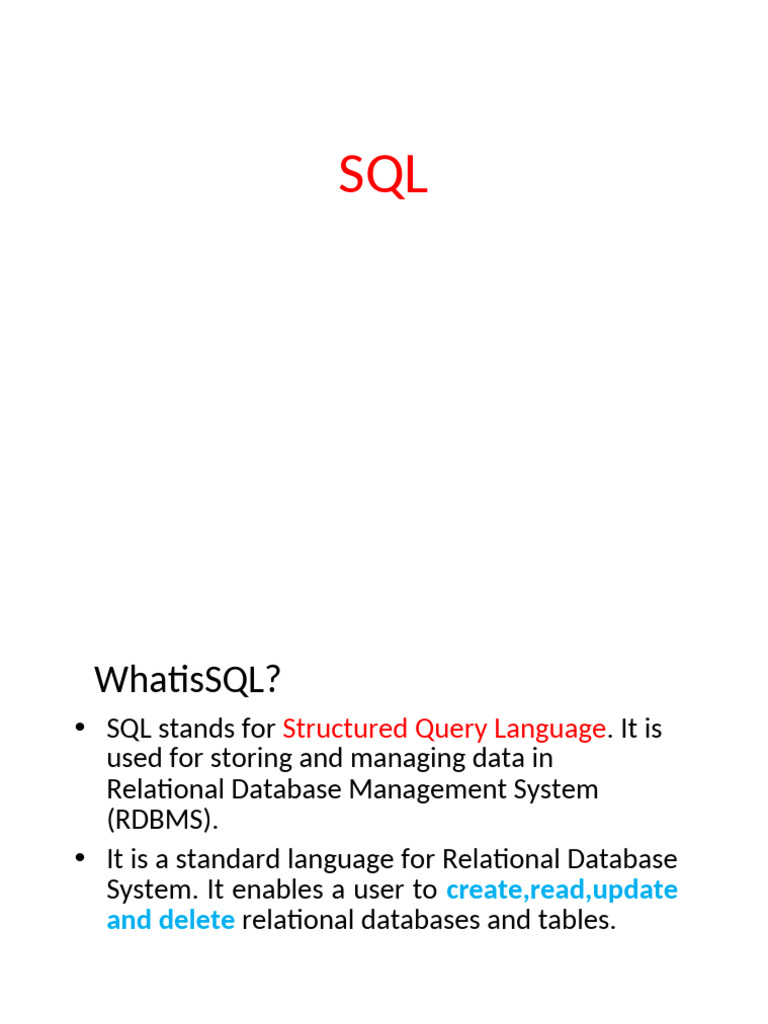 Final SQL Notes | PDF | Sql | Table (Database)