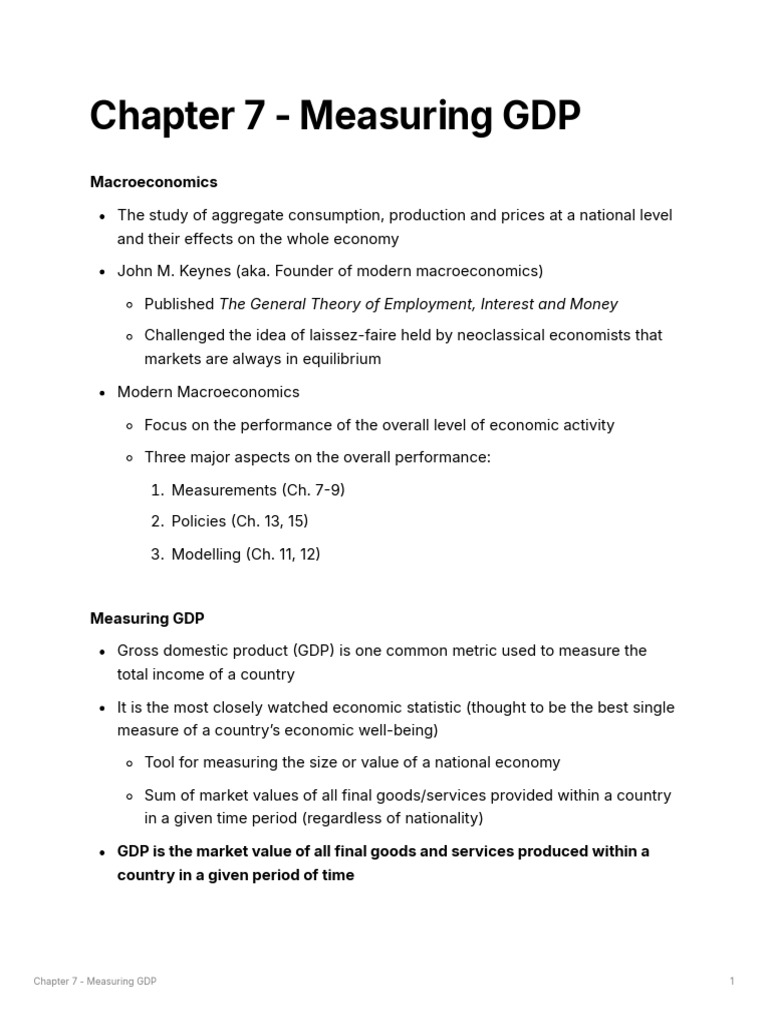Chapter 7 - Measuring GDP | PDF | Gross Domestic Product | Macroeconomics