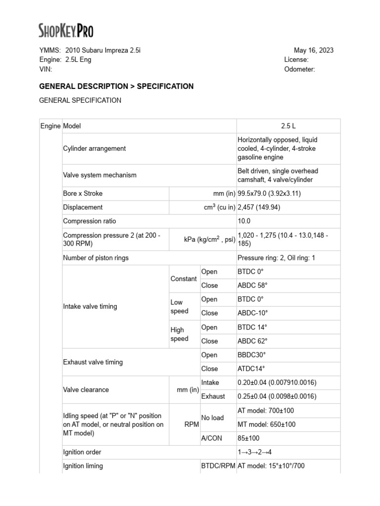 2010 Subaru Impreza Manual | PDF | Belt (Mechanical) | Engines