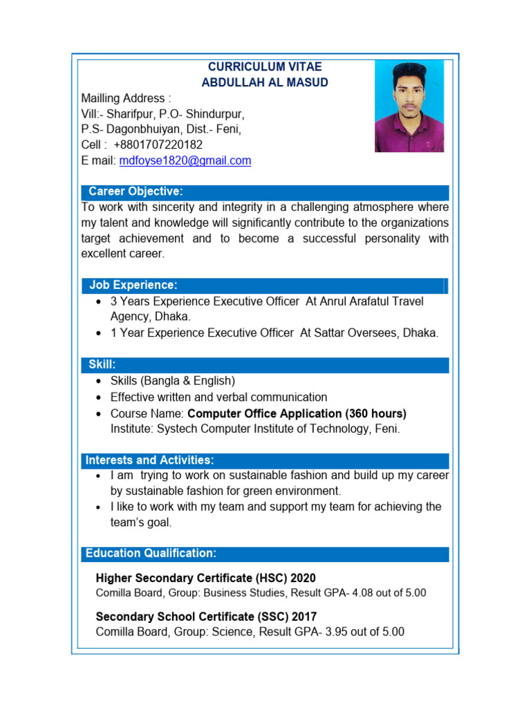 Abdullah Al Masud CV and Experience | PDF
