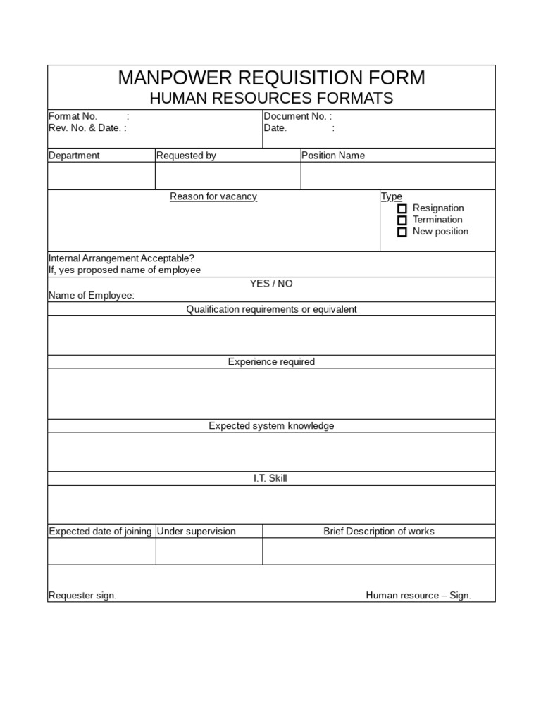 Manpower Requisition Form.doc | PDF