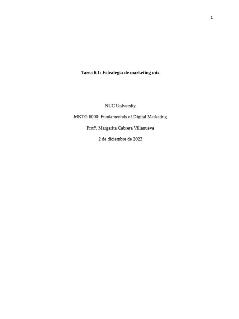 Tarea 6.1 Estrategia de Marketing Mix.docx | PDF | Marketing ...