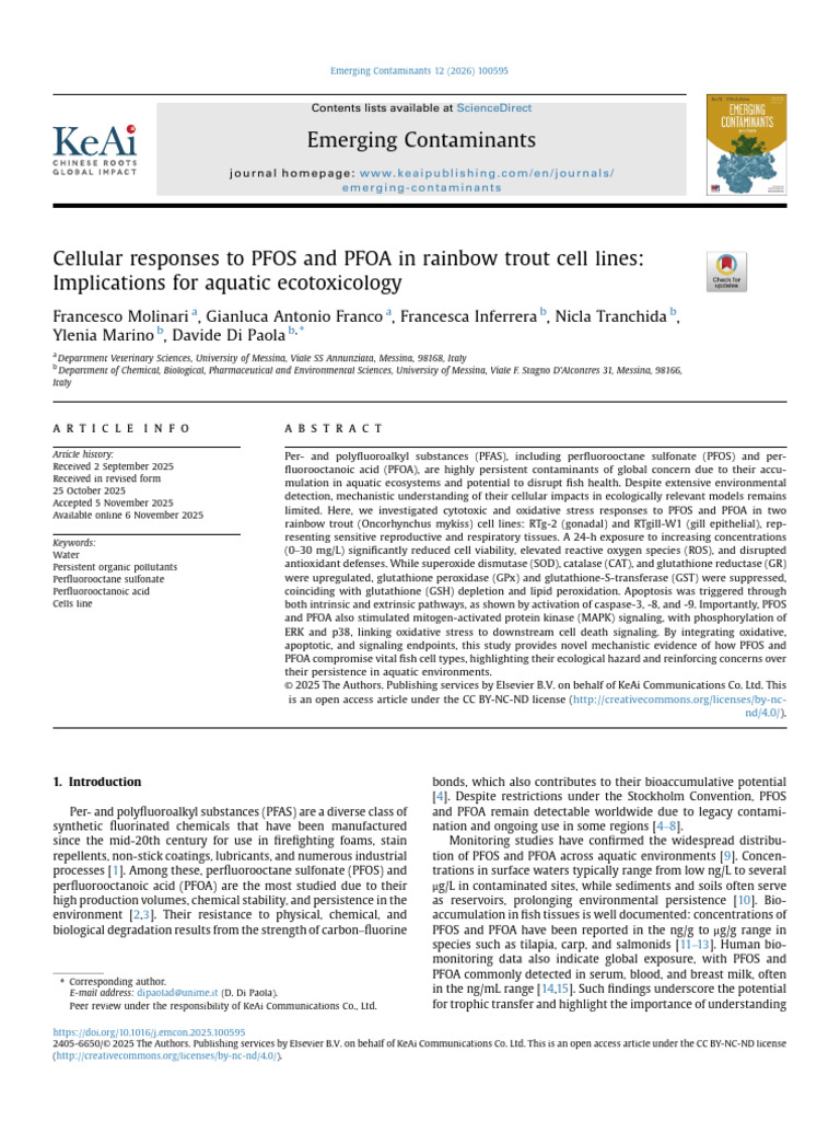Cellular responses to PFOS and PFOA | PDF | Apoptosis | Glutathione