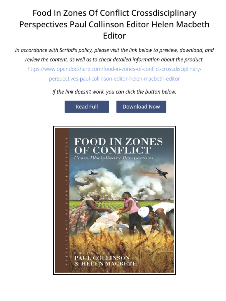 Food In Zones Of Conflict Crossdisciplinary Perspectives Paul Collinson ...