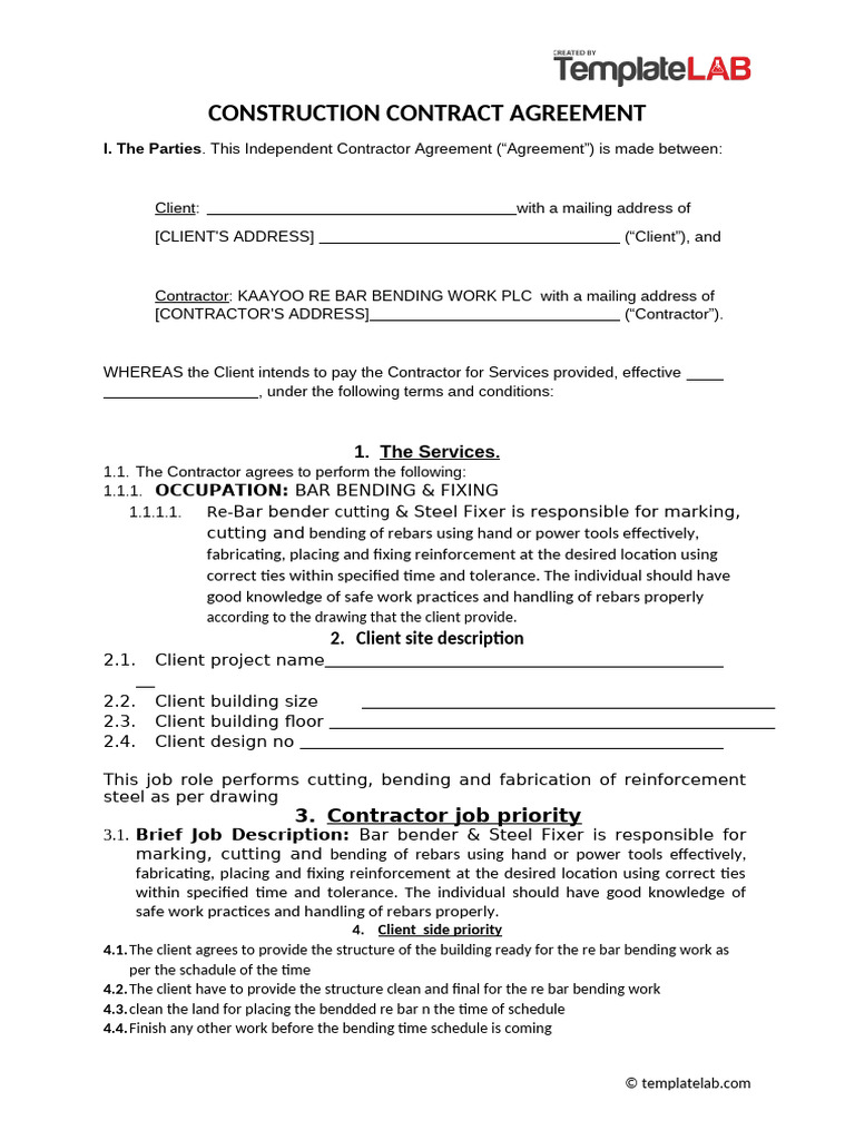 Construction Contract Agreement | PDF | Indemnity | Insurance