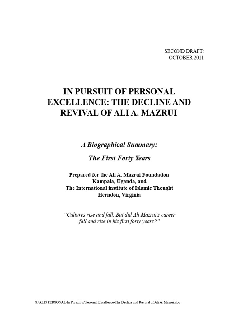 In Pursuit of Personal Excellence-The Decline and Revival of Ali a ...