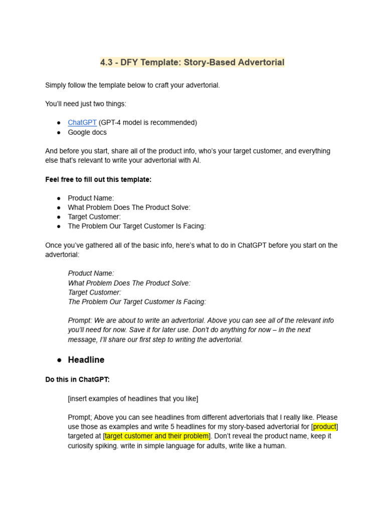 4.3 - DFY Template - Story-Based Advertorial | PDF