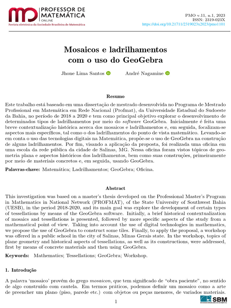 art1_vol11_PMO_SBM_2023_final | PDF | Mosaico | Aprendizado