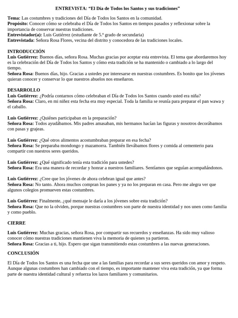 ejemplo de una entrevista sesión 22 | PDF | Tradiciones