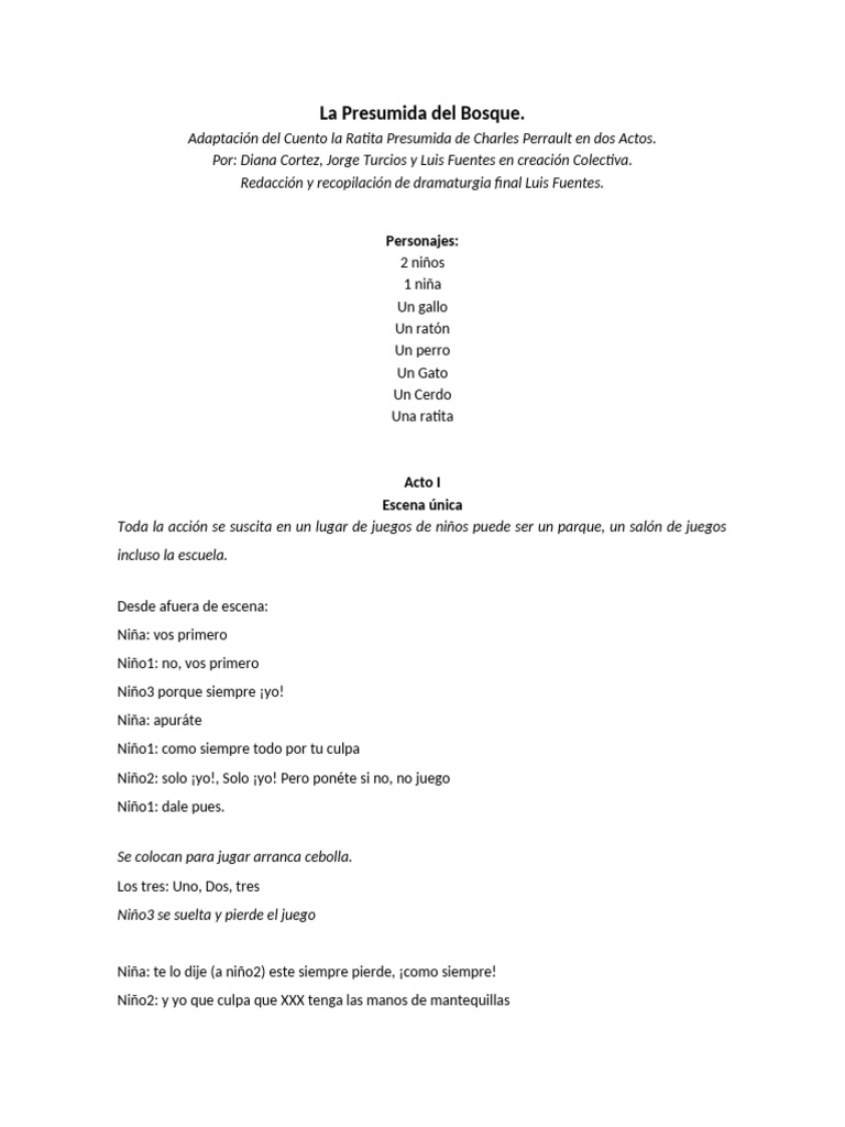 La Presumida Del Bosque | PDF | Pollo