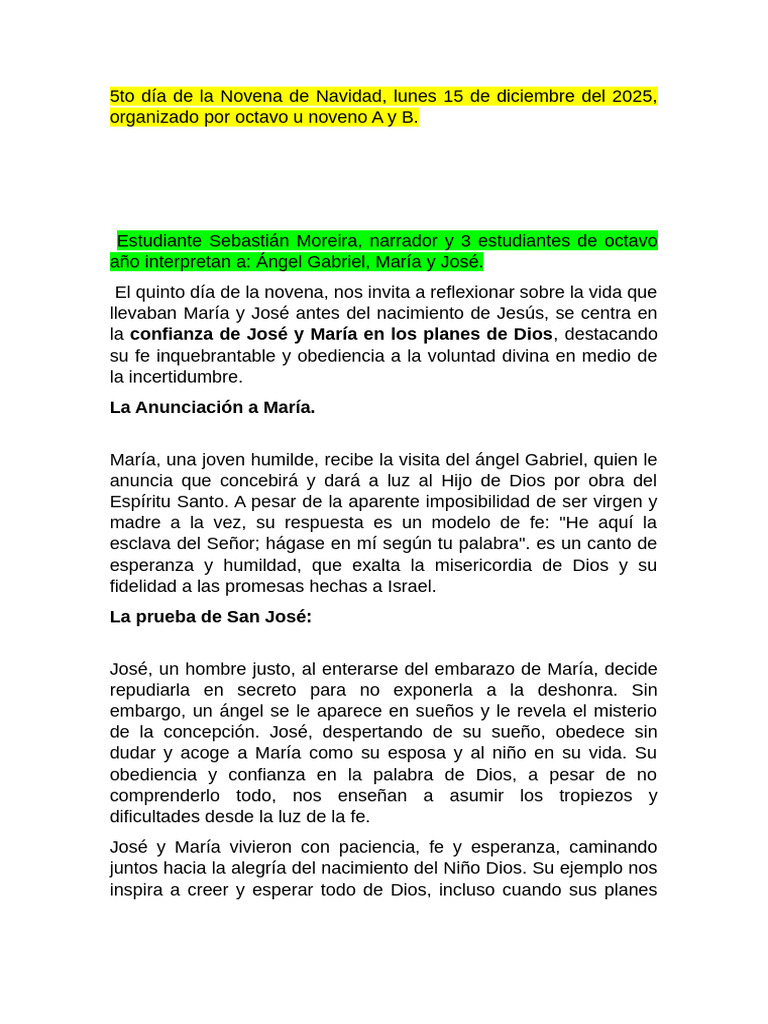 Quinto Dia de La Novena 2025.2026 | PDF | María, madre de Jesús | San José