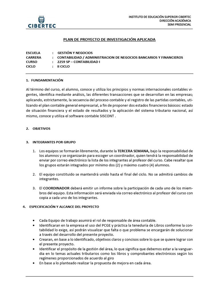 6.- Proyecto 2023 02 Contabilidad I SP(2259) | PDF | Contabilidad | Business