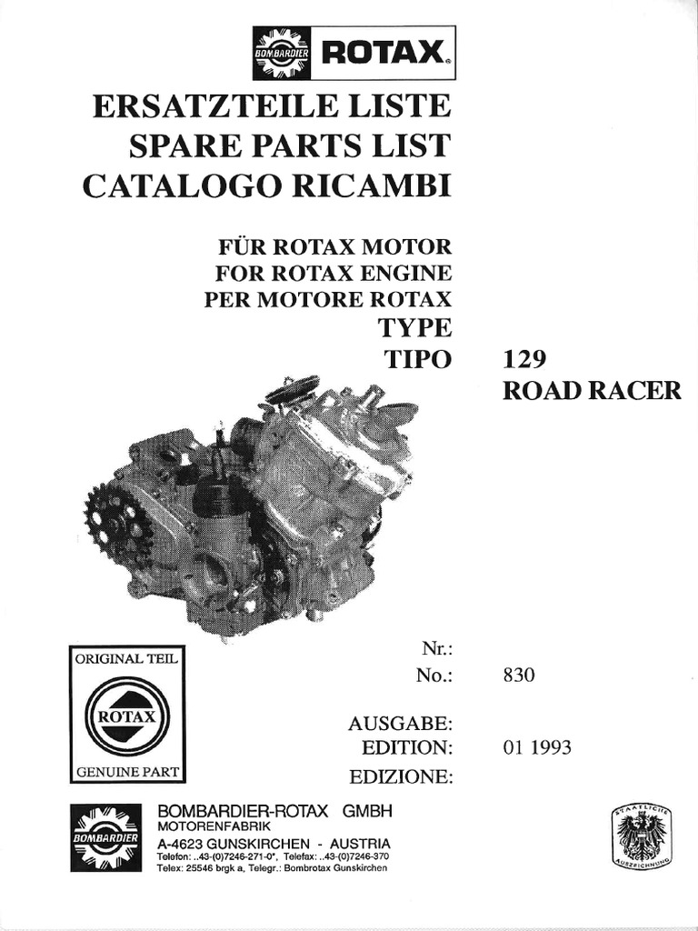 Rotax 129 Parts List | PDF