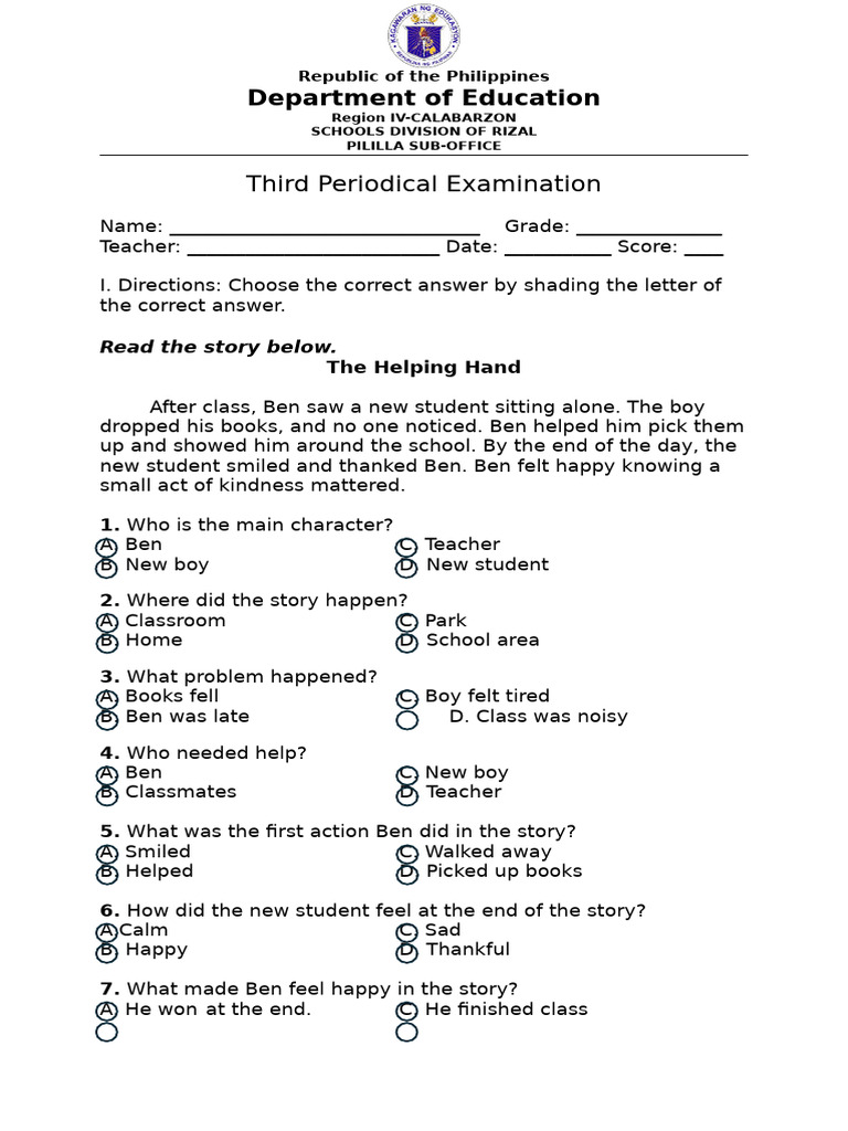 English 4 Third Periodical Exam Guide | PDF