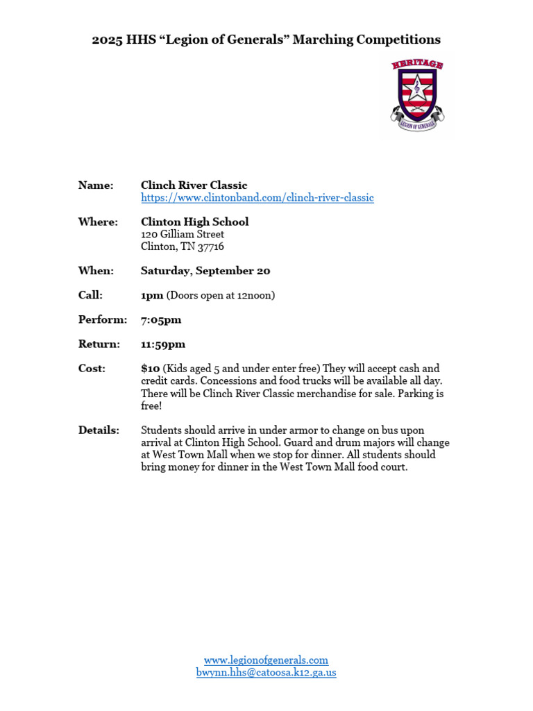 2025 Marching Competitions Schedule | PDF