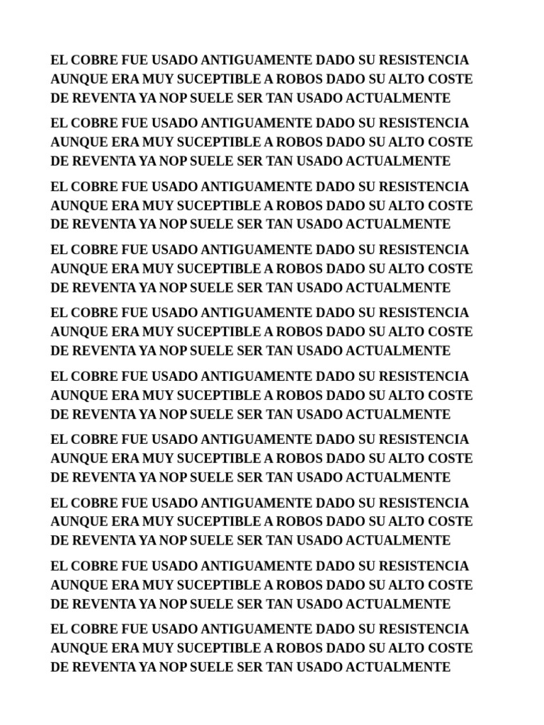 VARIACION DE CONTENIDO CON EL COBRE USO ANTIGUO | PDF