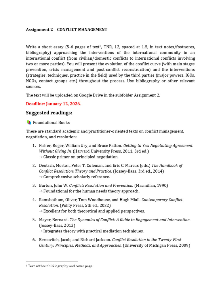 Assignment 2_Conflict Management | PDF | Conflict Resolution | Peace