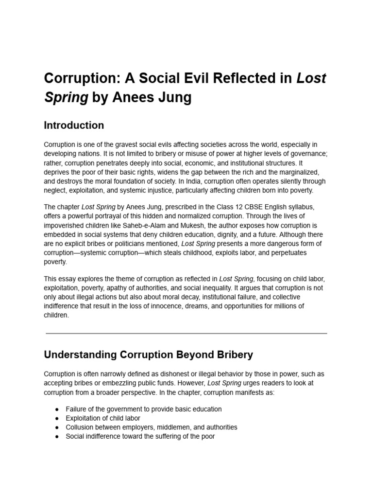 Corruption and Child Exploitation in Lost Spring | PDF | Corruption ...
