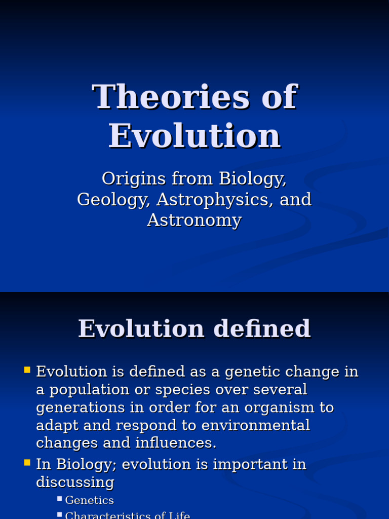 Theories of Evolution | PDF | Nature | Biology