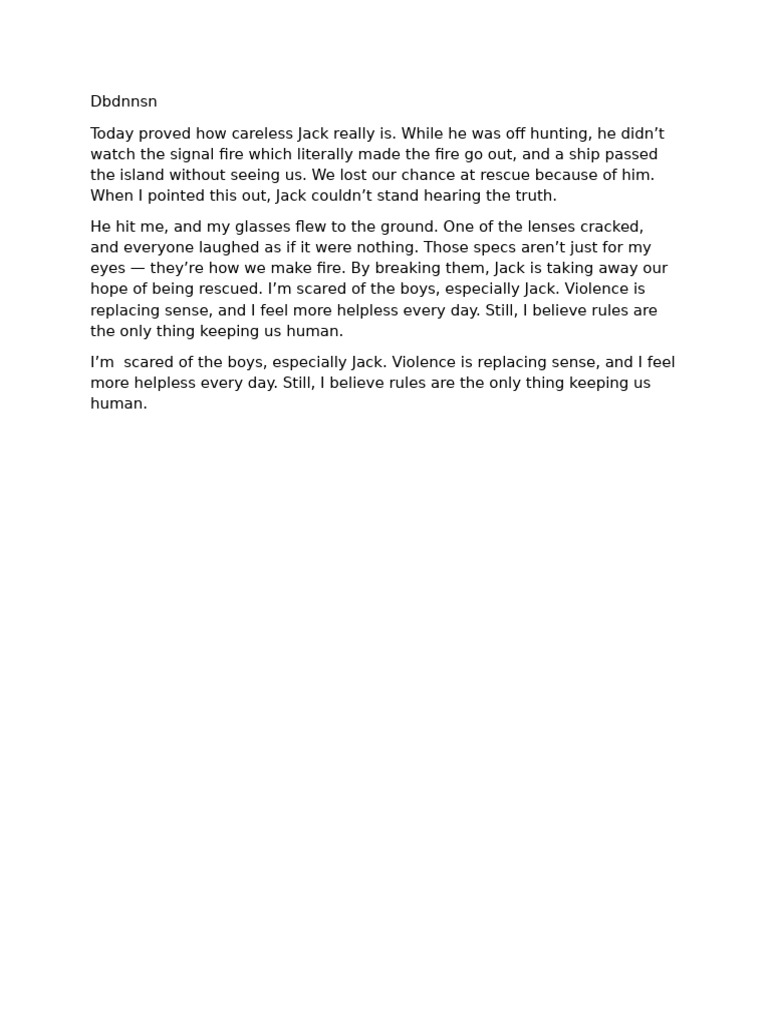 Jack's Carelessness and Lost Hope | PDF