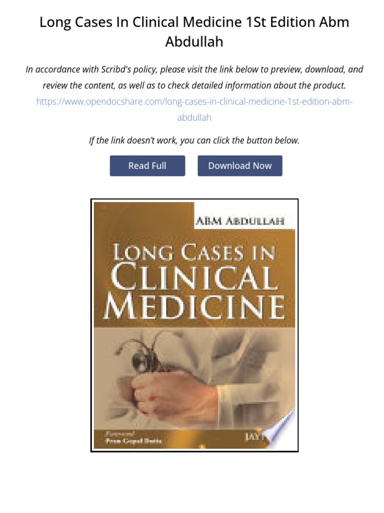 Long Cases In Clinical Medicine 1st Edition Abm Abdullah | PDF ...