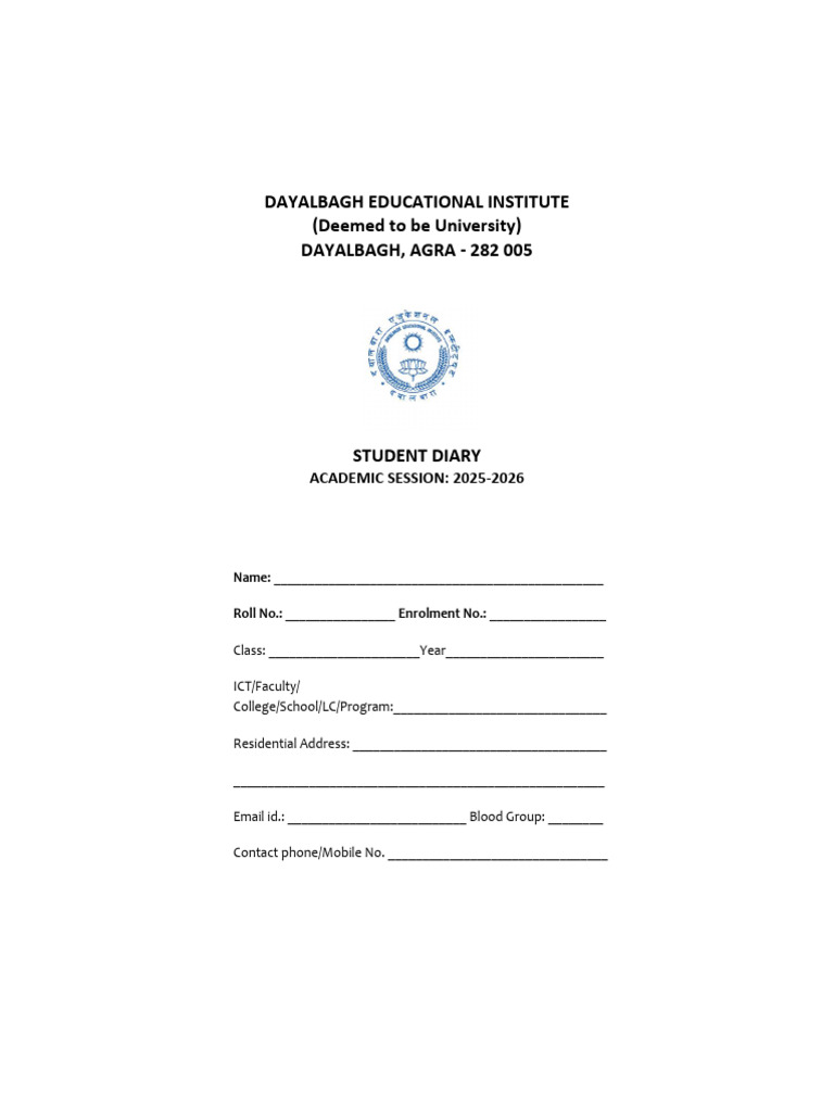 Final Student Diary 2025-26 26-8-25 | PDF | Academic Term | Sports
