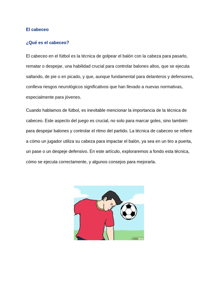 Técnica de cabeceo en fútbol: guía completa | PDF | Asociación de ...