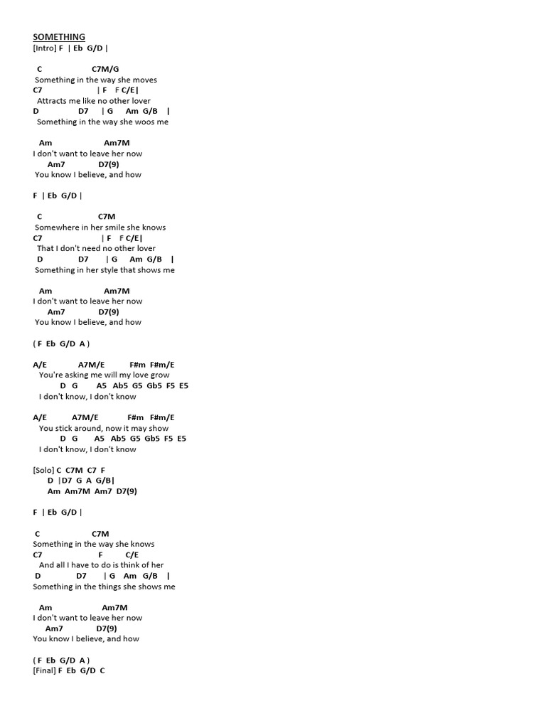 Elegant Lyrics To Something In The Way She Moves Gallery