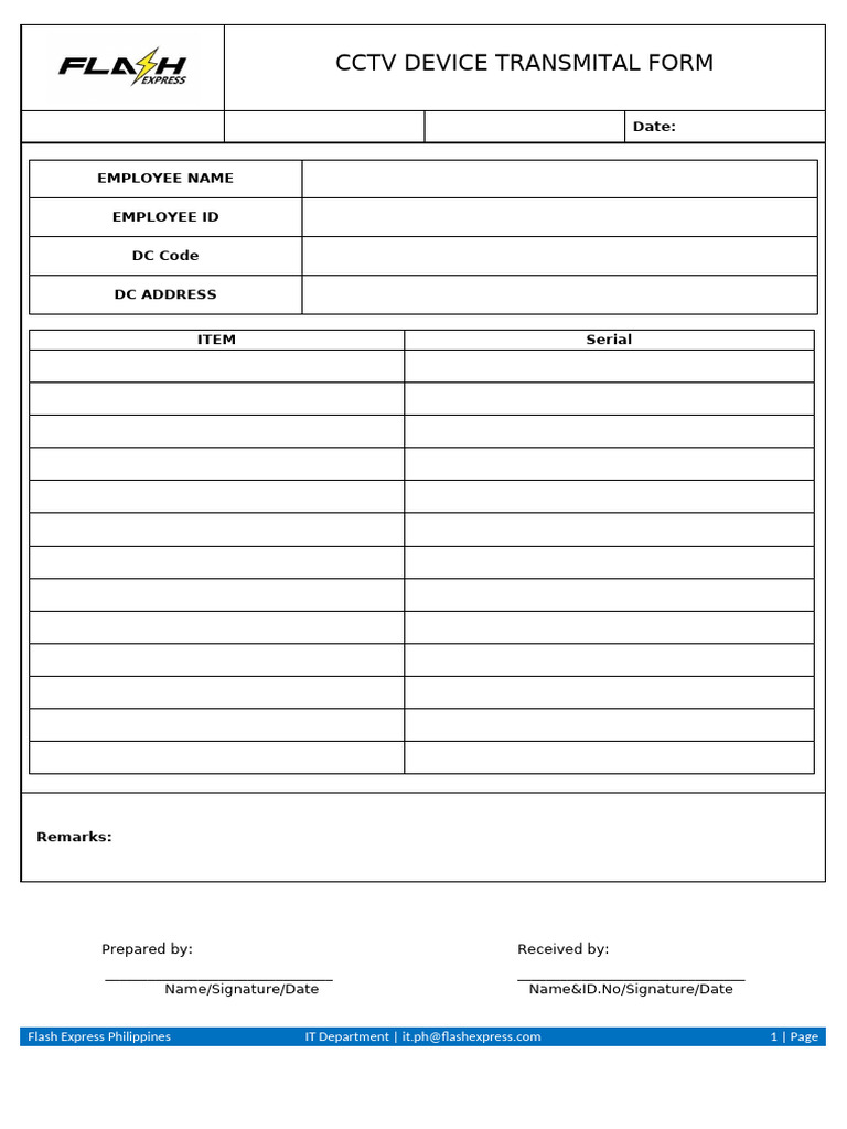 CCTV Device Transmittal Form | PDF