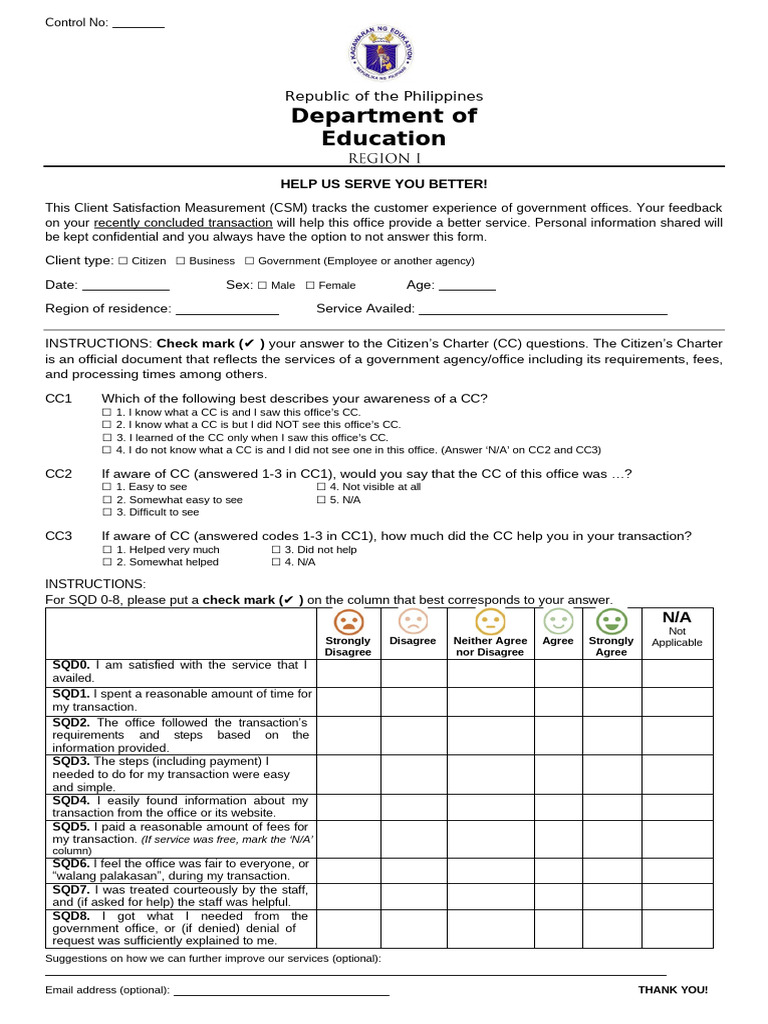 Client Satisfaction Survey for Government Services | PDF