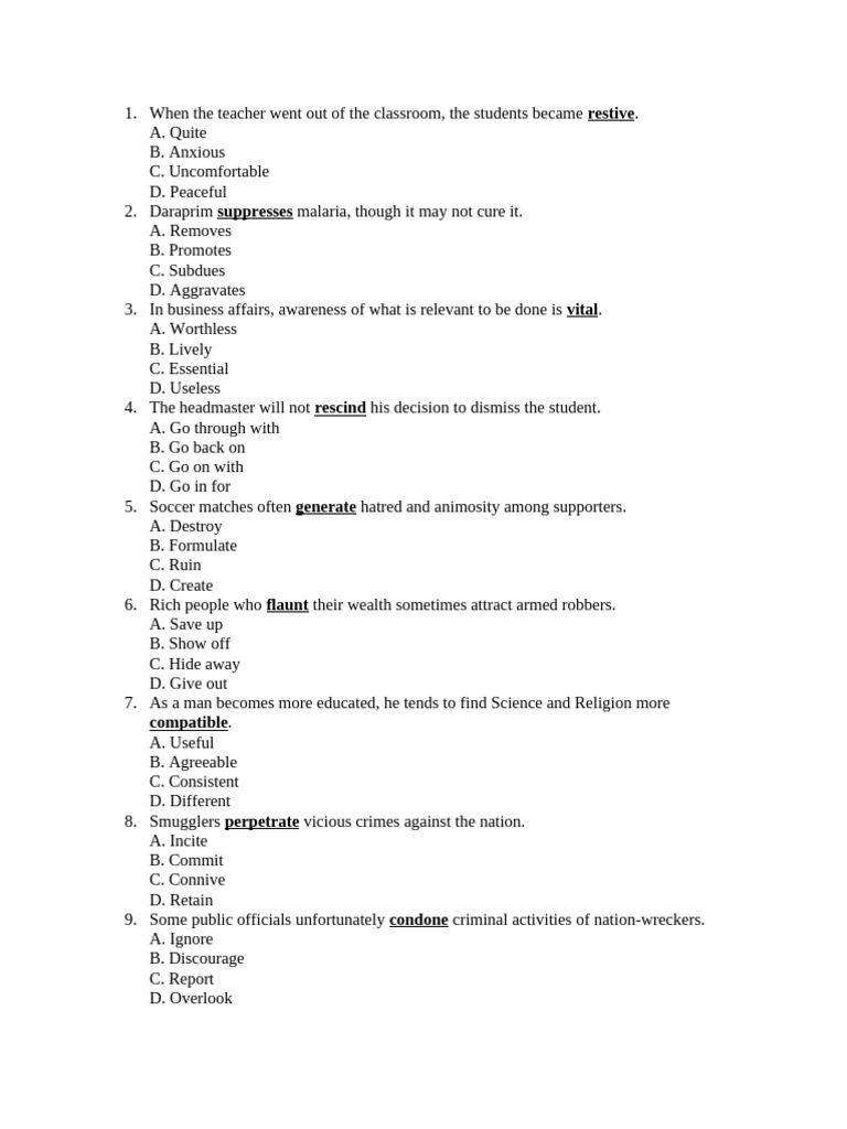 Here Are The First Ten Questions From The Document | PDF